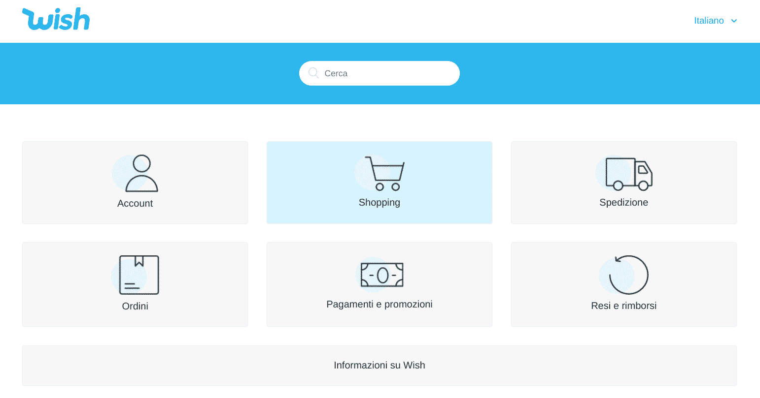 Come contattare il servizio di assistenza clienti Wish